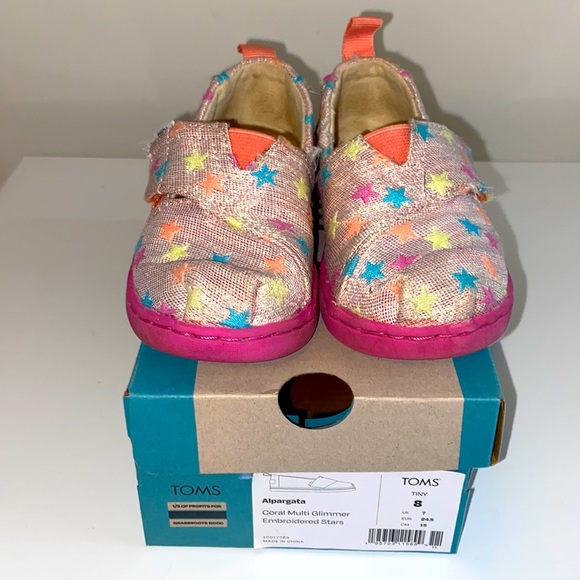 Toms | Shoes | Toms Tiny Alpargata Coral Multi Glimmer Embroidered ...
